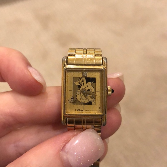 Disney | Accessories | Gold Vintage Minnie Mouse Diamond Dial Women ...